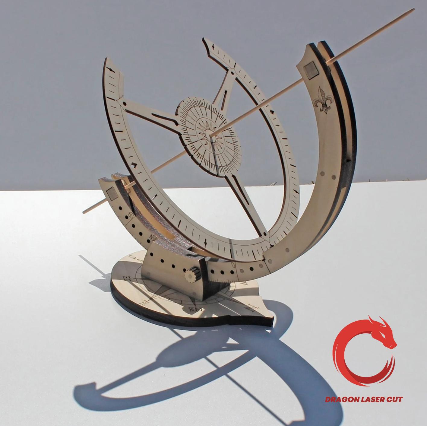 Laser Cut Mechanical Sundial 3D Model SVG Bundle Glowforge Wood Sundial ...