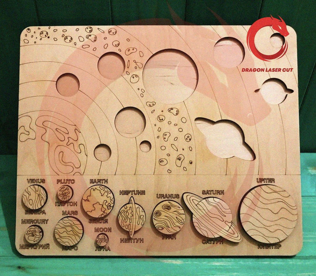 Laser Cut Solar System Puzzle Educational Toy SVG Bundle Svg Files ...