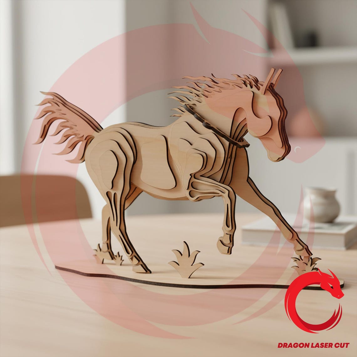 Laser Cut Horse 3 Mm 3d Puzzle SVG Bundle Glowforge Wood Statue Kids ...
