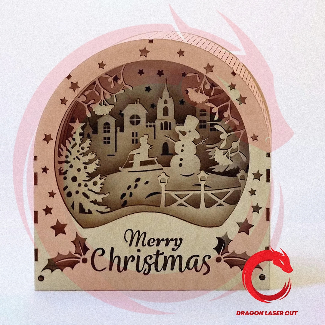 Laser Cut Christmas Light Box 3 and 4 Mm 3d Puzzle SVG Bundle Glowforge ...