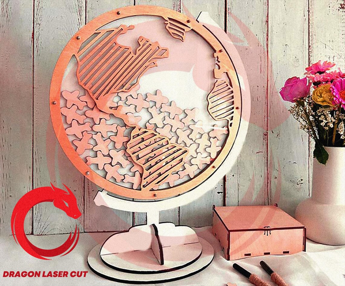 Laser Cut Globe of the World With Stand 3mm Puzzle 3d SVG Bundle ...