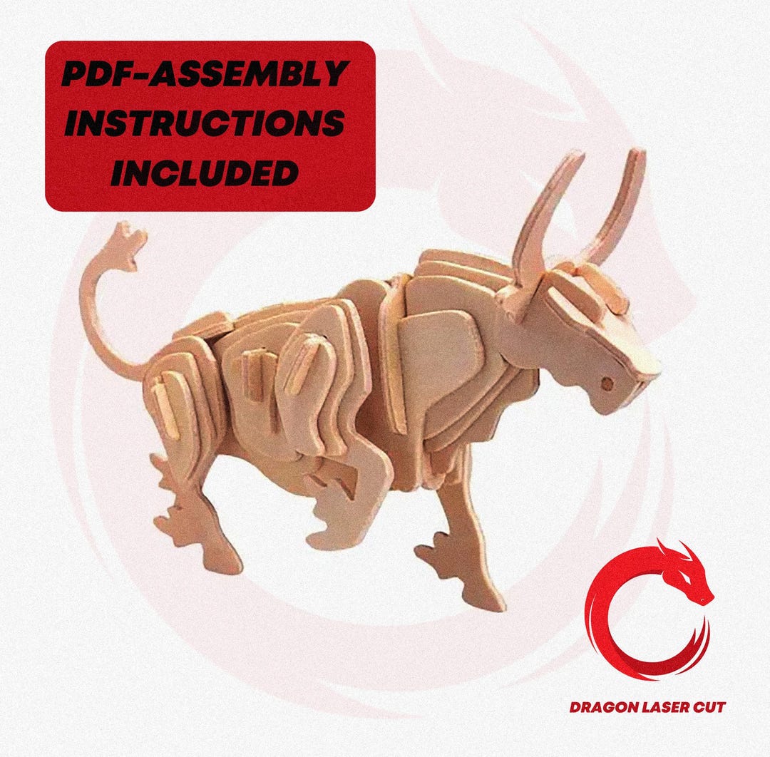 Laser Cut Bull 3mm 3d Puzzle SVG Bundle Glowforge Wood Svg Files Vector ...