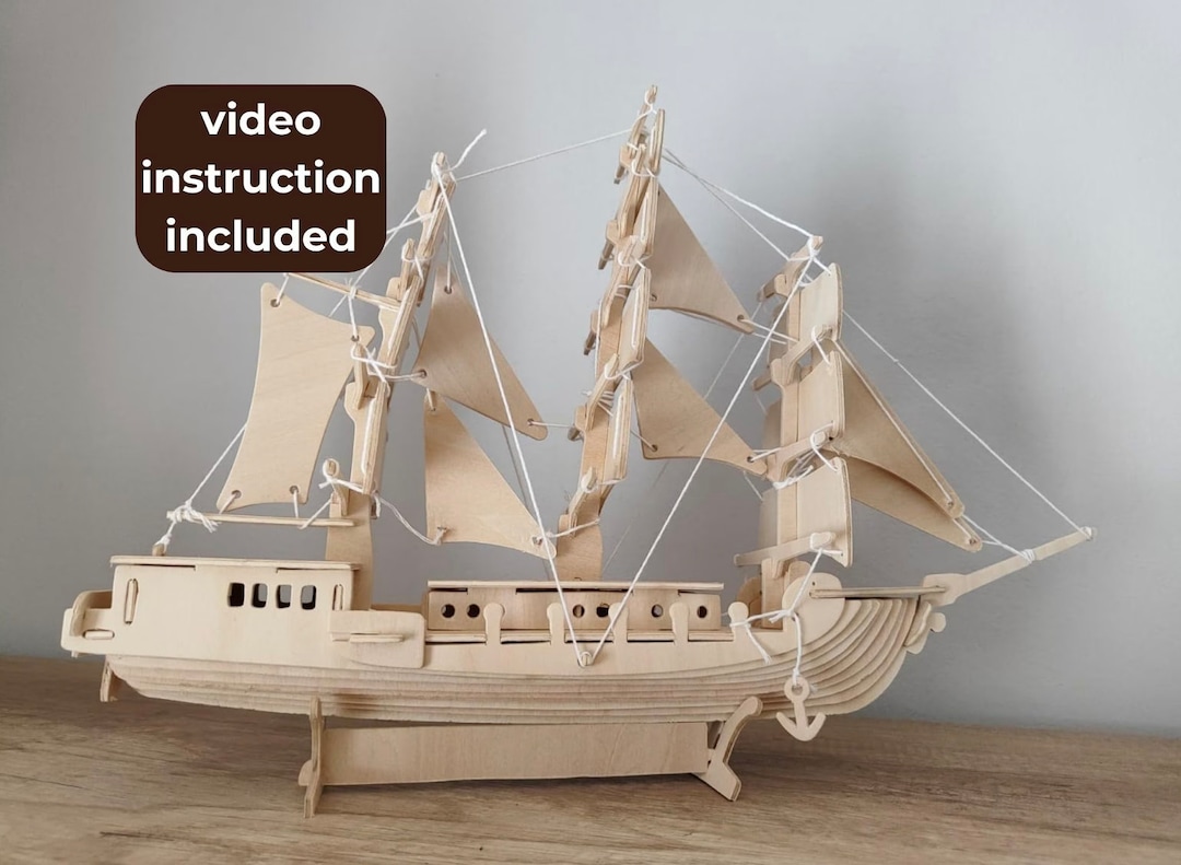 Corte láser de madera velero modelo barco 3mm 3d rompecabezas archivos ...