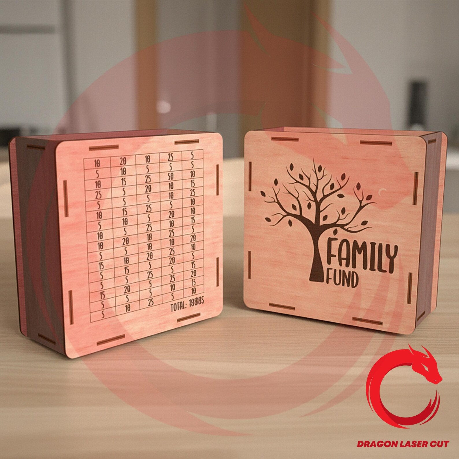 Laser Cut Money Bank Family Fund Box SVG Bundle Glowforge Wood ...
