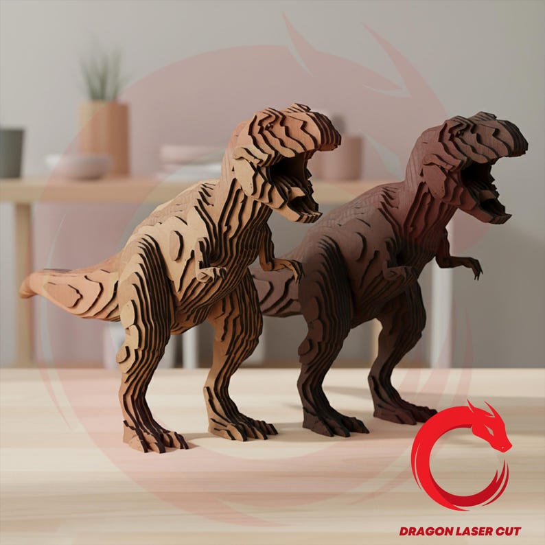 Laser Cut Tyranorex 3d Puzzle SVG Bundle Glowforge Wood T-rex Svg Files ...