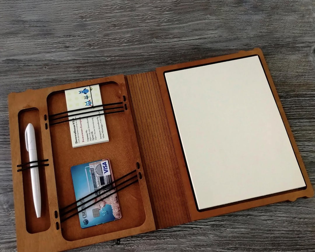 Laser Cut Wooden Notebook SVG Glowforge Wood Covers Vector Files Vector ...