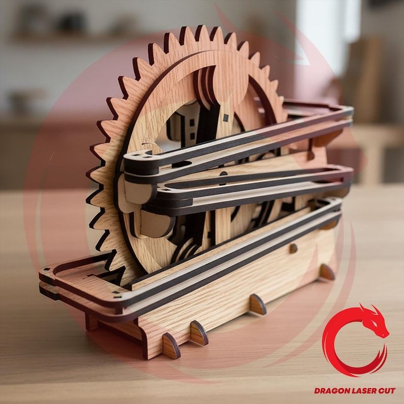 Laser Cut File Svg Template Mechanical Wooden Marble Run 3 Mm Assembly ...