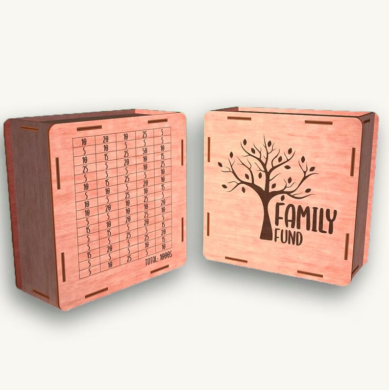 Laser Cut Money Bank Family Fund Box SVG Bundle Glowforge Wood Box Svg ...
