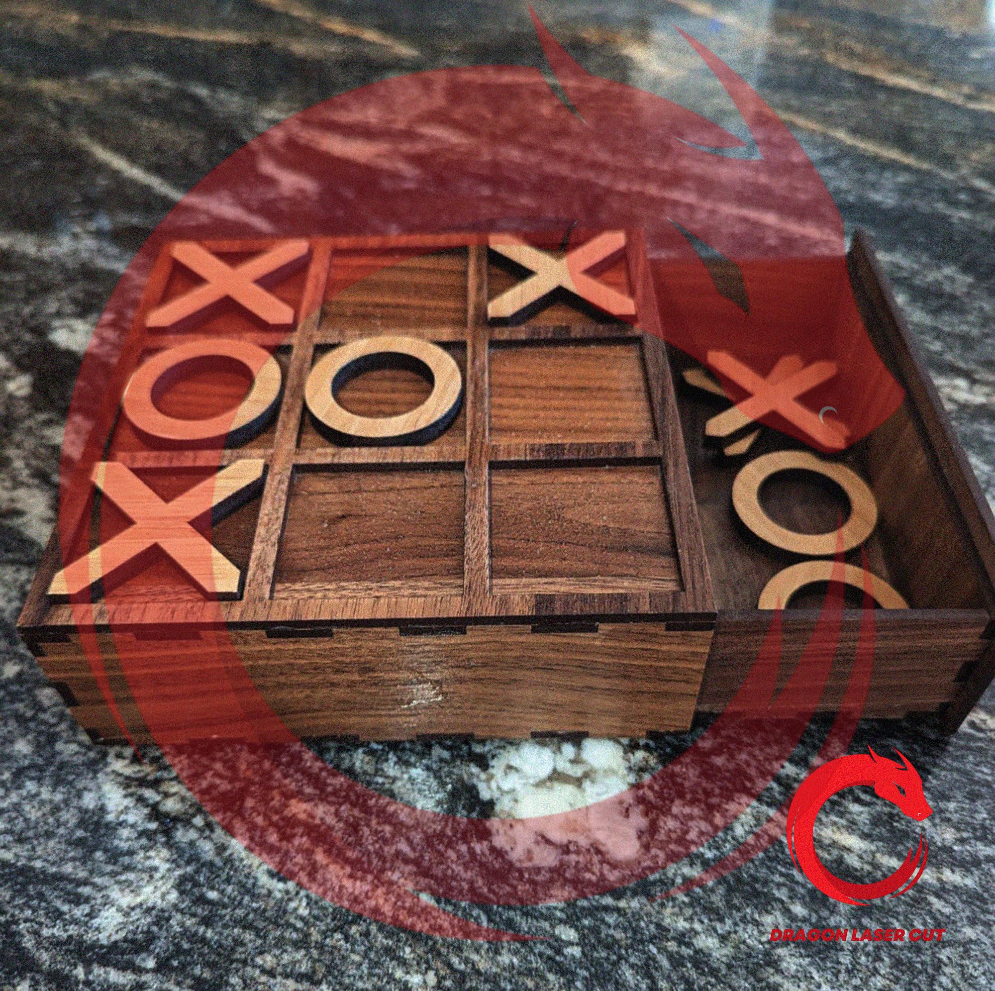 Laser Cut Svg Template Simple Tic-tac-toe Box 3D Model Wood Tic-tac-toe Box Toys SVG Bundle ...