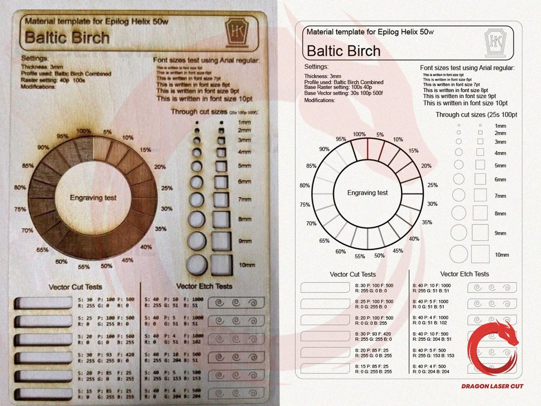 Laser Light Burn Test File for Laser Machine SVG Bundle Glowforge Laser ...