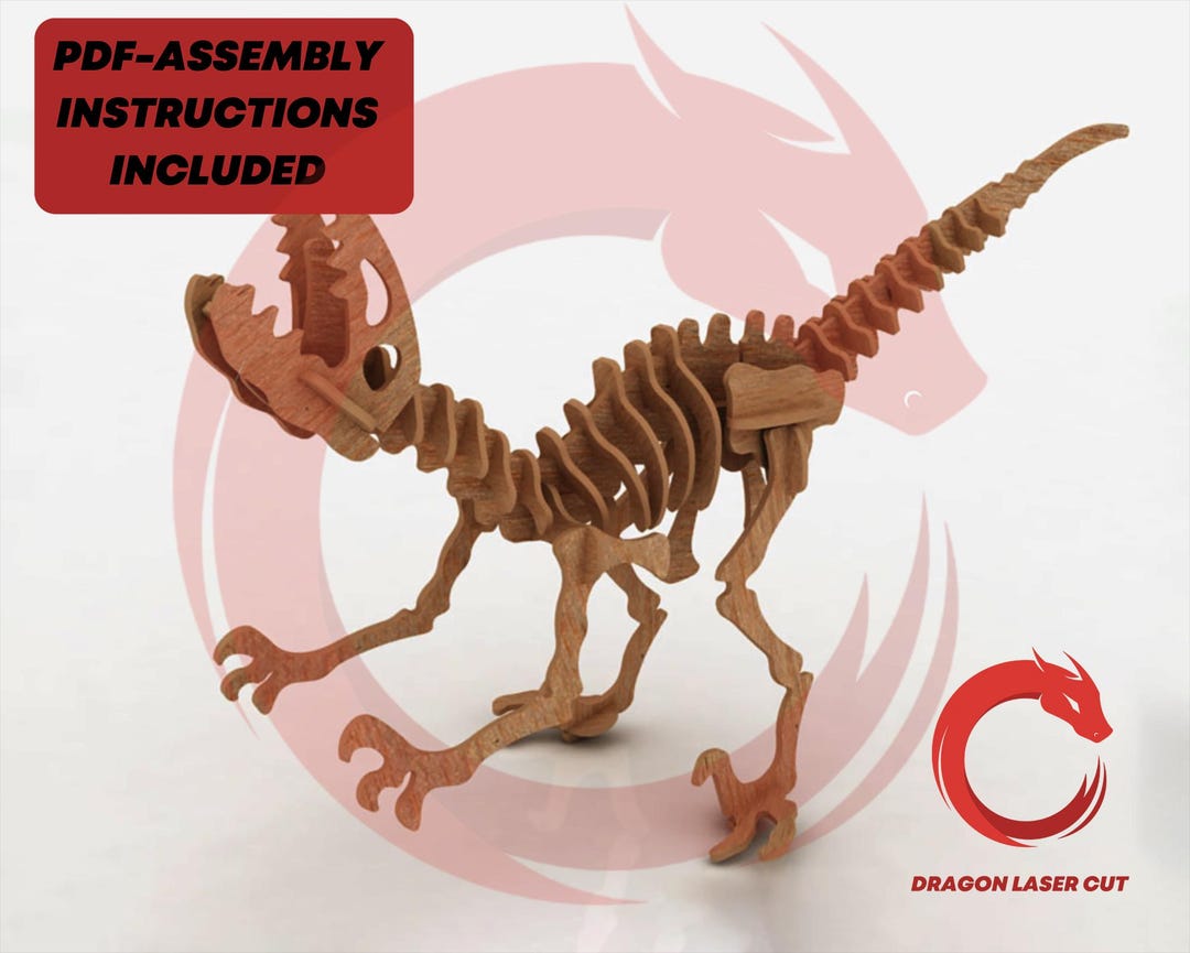 Laser Cut Tyranorex Skeleton 3d Puzzle SVG Bundle Glowforge Wood T-rex ...