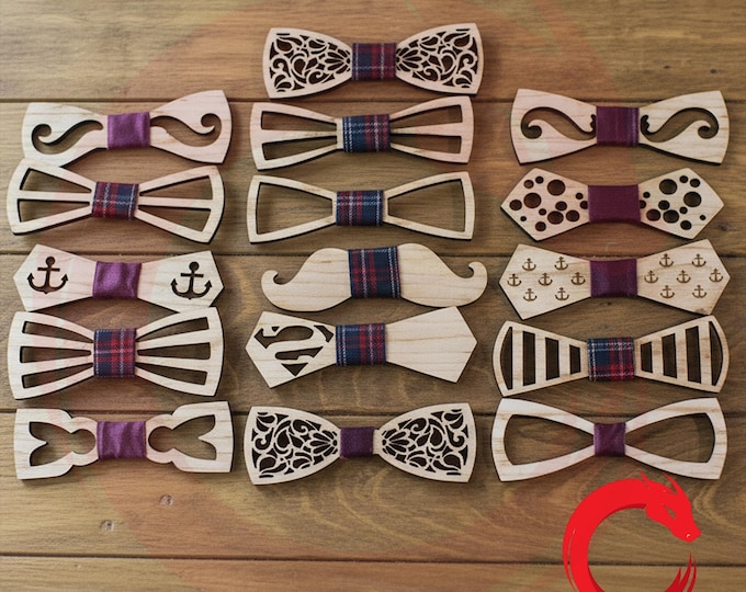 Laser Cut Set of 50 Bowties Bundle Glowforge Wood Bowtie Svg Files ...
