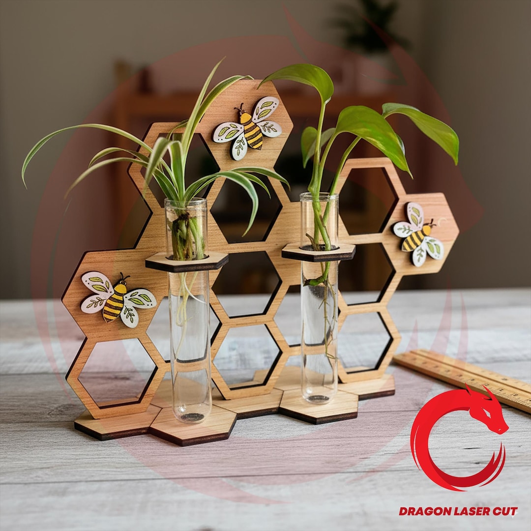 Laser Cut Propagation Station Honeycomb Shaped SVG Bundle Glowforge Wood Vase Files Vector Laser ...