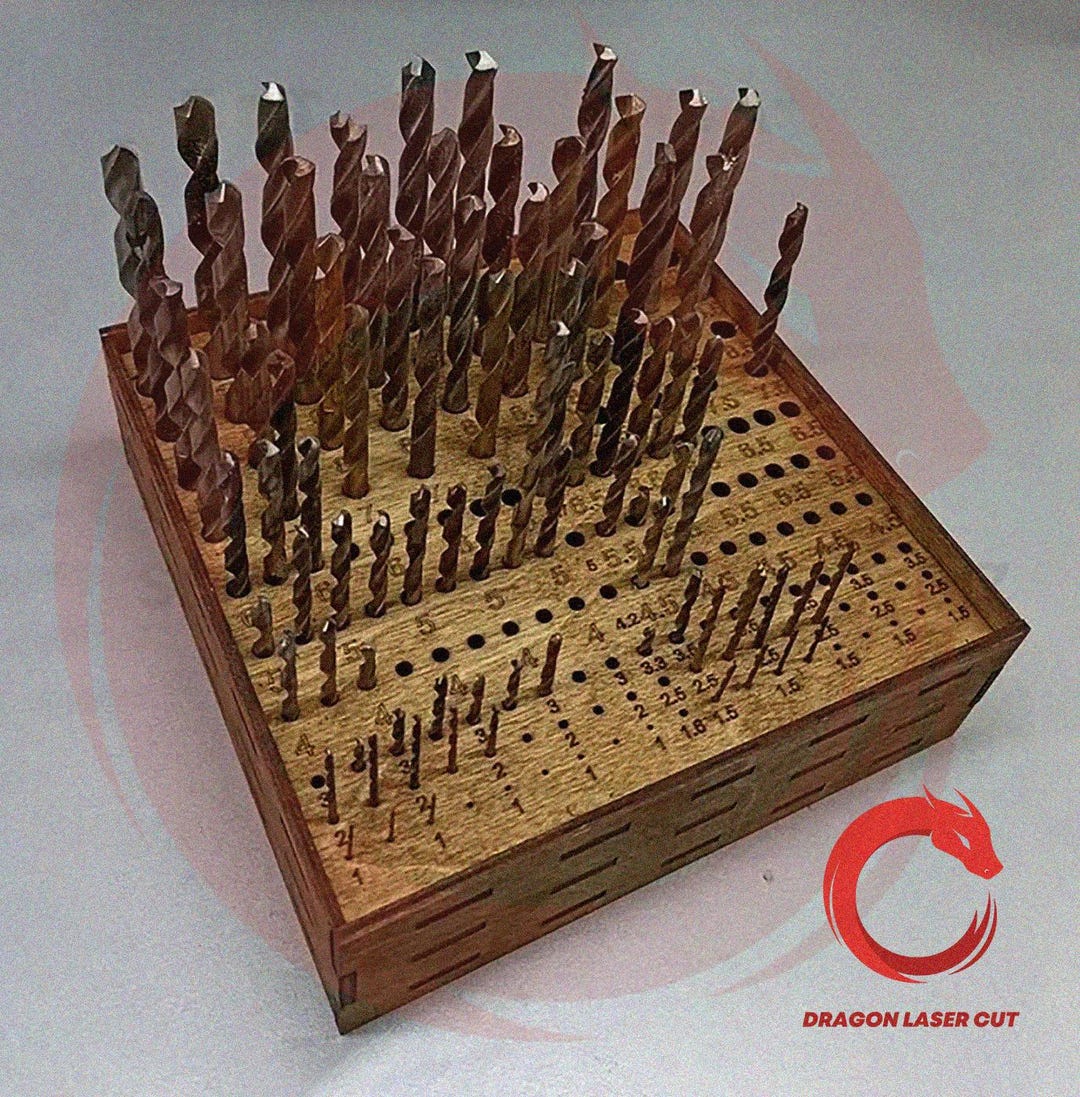 Laser Cut Organizer for Drill Bits SVG Bundle Glowforge Wood Drawer ...