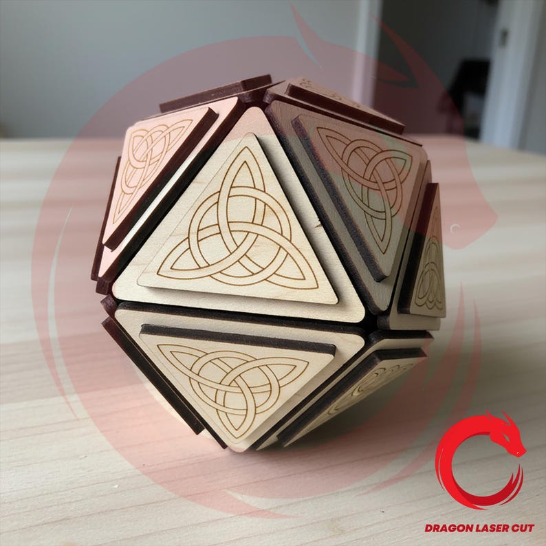 Laser Cut File Icosahedron 3D Puzzle SVG Glowforge Wood Toy Svg Files ...