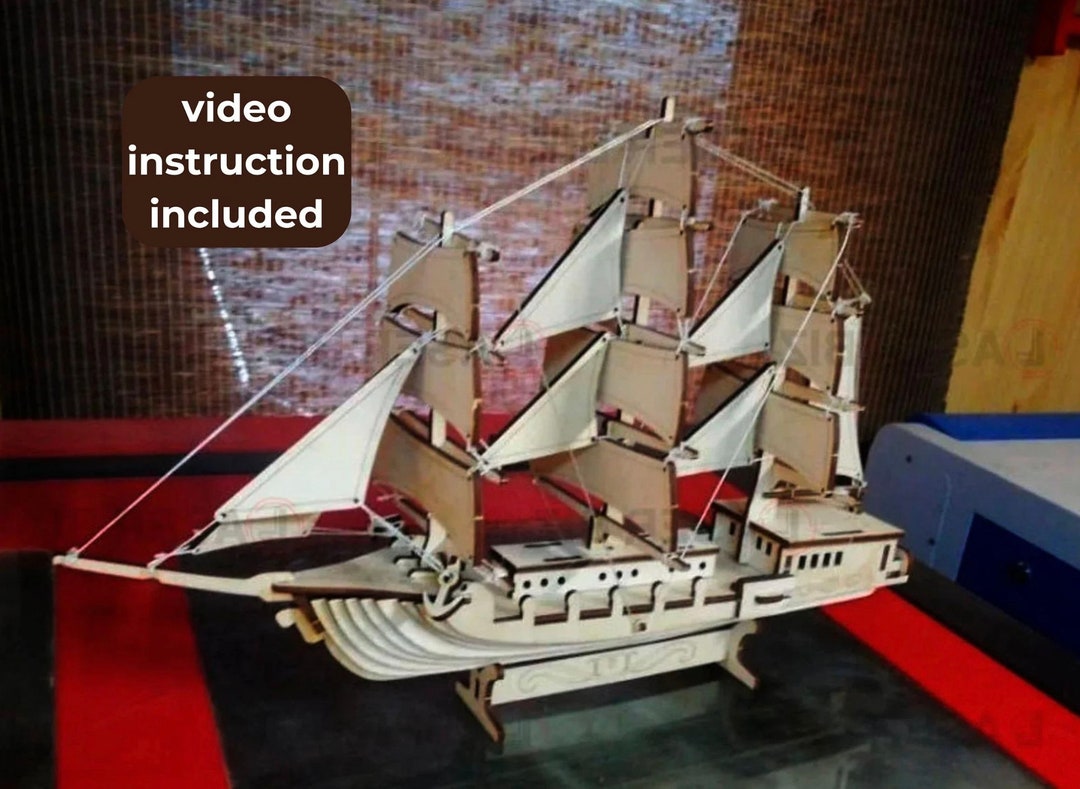 Laser Cut Wooden Sailboat Model Ship 3mm 3d Puzzle Svg Files Vector ...