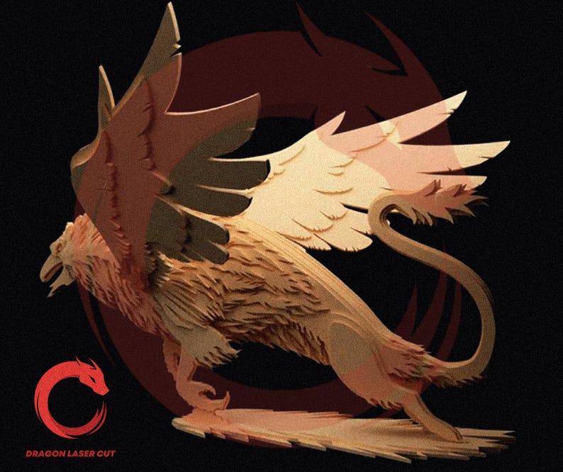Laser Cut Griffin 3d Puzzle SVG Bundle Glowforge Wood Griffin Vector ...