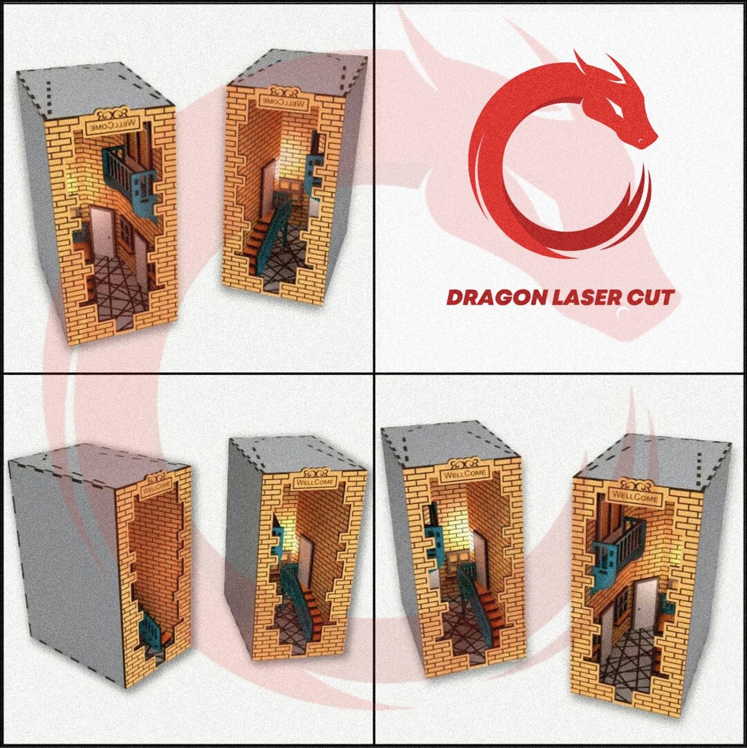 Laser Cut House Book Nook SVG Bundle 3 Glowforge Book Nook Svg Files ...