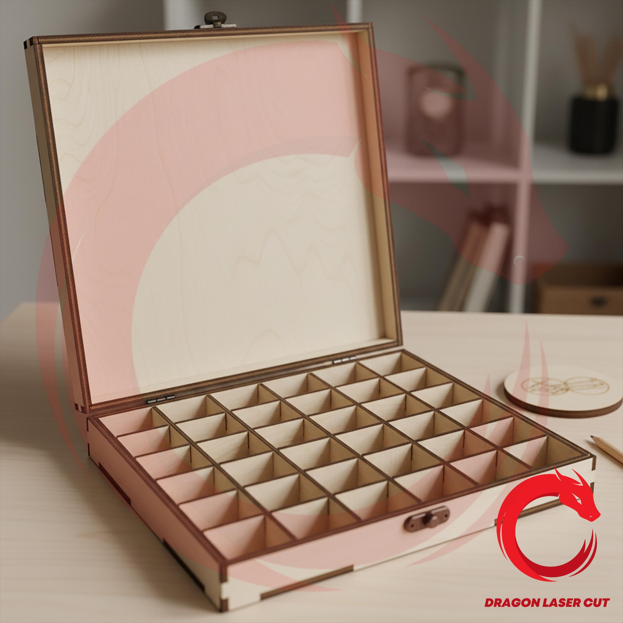 Laser Cut Organizer Box With 36 Sections SVG Glowforge Wood Organizer ...