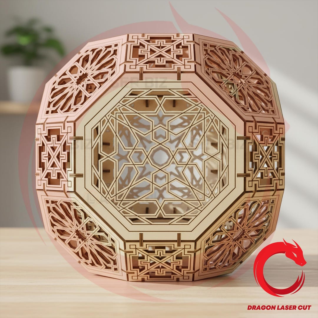 Laser Cut Decorative Table Lamp 3D Puzzle Box SVG CO2 Glowforge Wood ...