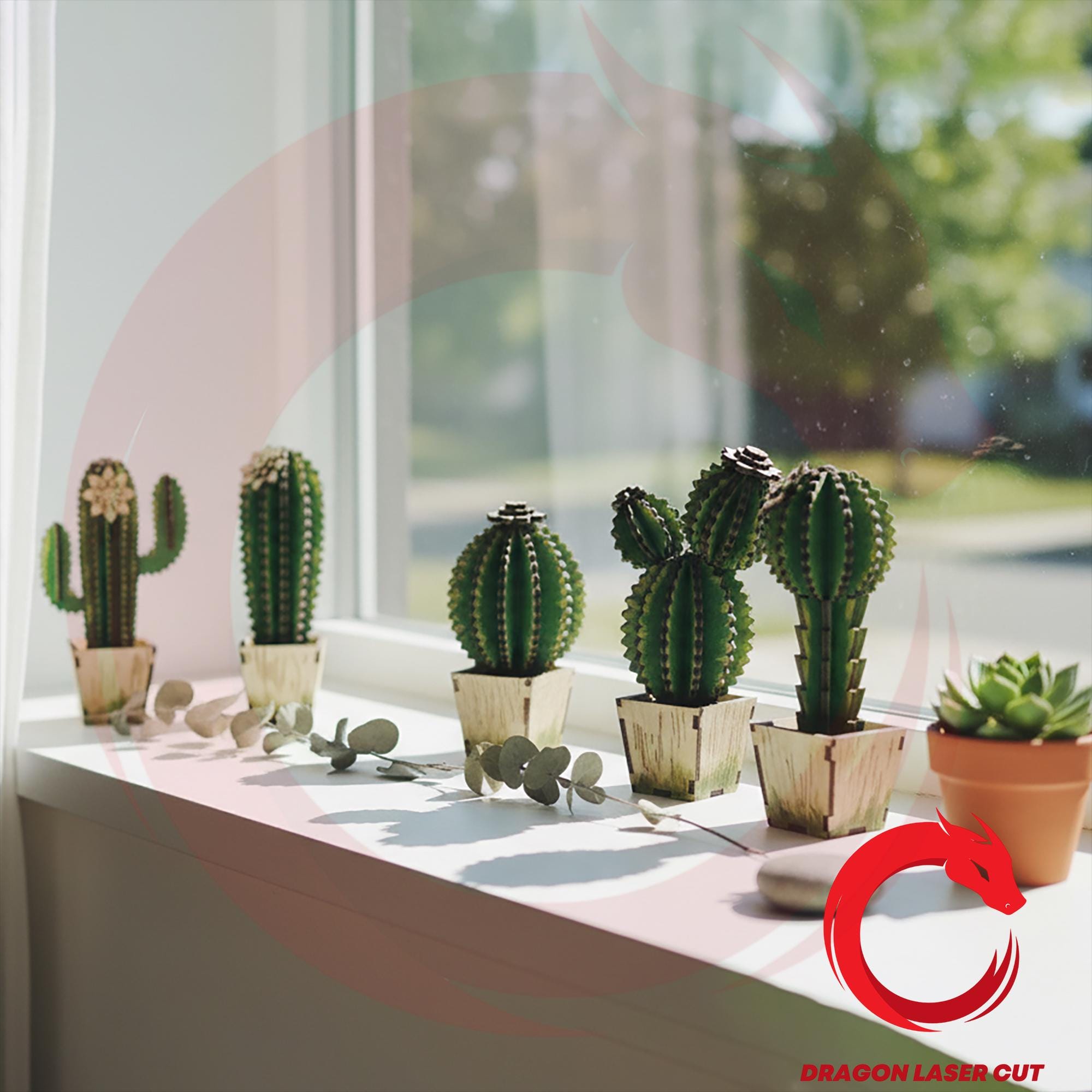 Laser Cut Cactus 3d SVG Bundle Glowforge Wood Cacti Svg Files Vector ...