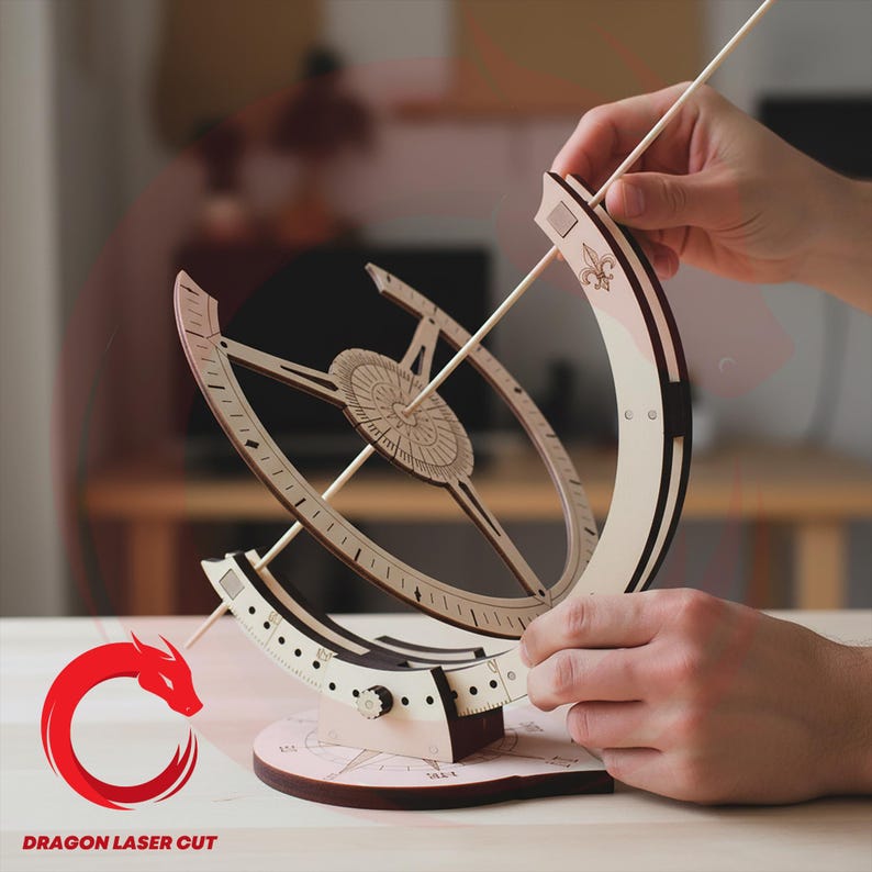 Laser Cut Mechanical Sundial 3D Model SVG Glowforge Wood Sundial Files ...