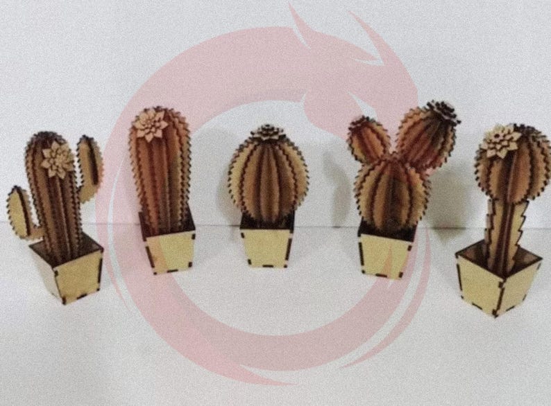 Laser Cut Cactus 3d SVG Bundle Glowforge Wood Cacti Svg Files Vector ...