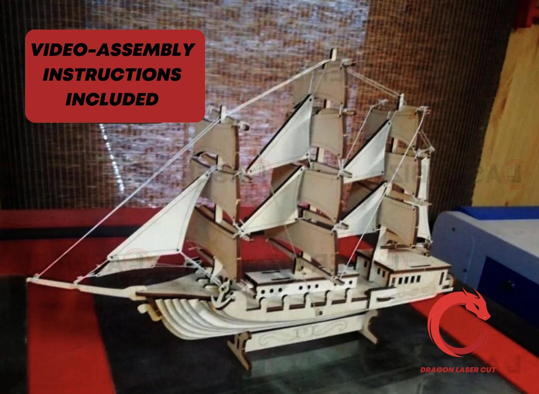 Buy Laser Cut Wooden Sailboat Model Ship 3mm 3d Puzzle Svg Files Vector ...