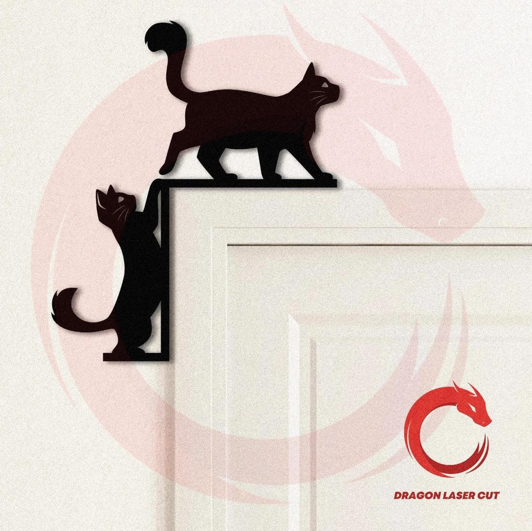 Laser Cut Cat Trim Corner for Door SVG Bundle Glowforge Wood Drawer Svg ...