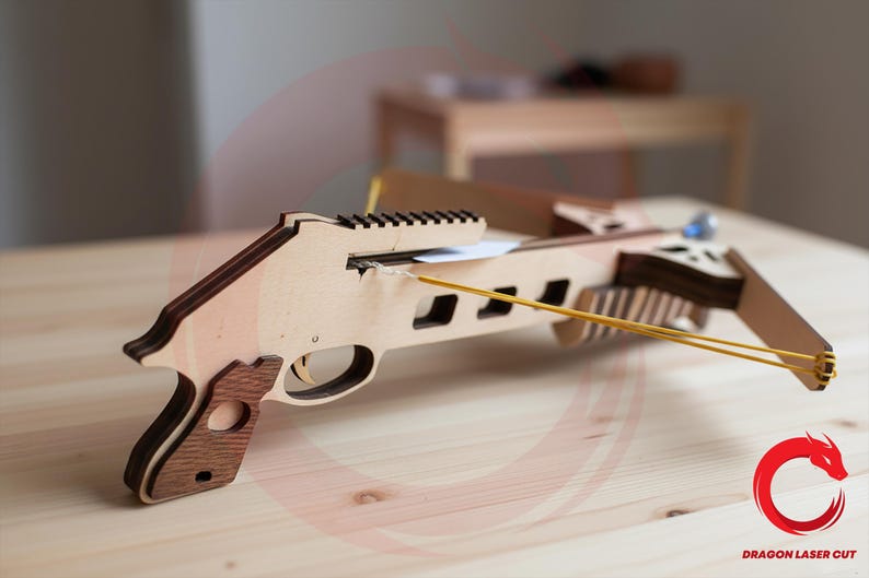 Laser Cut Crossbow Mechanical Model 4 and 6mm SVG Glowforge Wood Toy ...