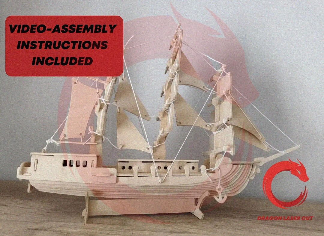 Laser Cut Files Wooden Sailboat Model Ship 3mm 3d Puzzle Svg Files ...