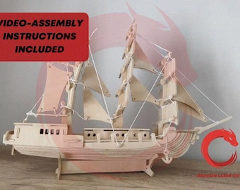 Ancient Ship Skeleton Dxf Svg Cdr Lasercut Ship 3d Puzzle Model Mdf ...