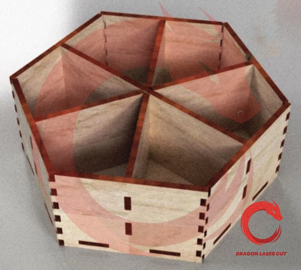 Laser Cut Wooden Hexagonal Box 6 Sections SVG Bundle Glowforge Wood Box ...