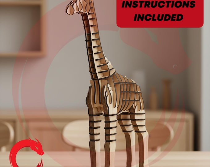 Laser Cut Giraffe Animal 3mm 3d Puzzle SVG Bundle Glowforge Wooden Toy ...