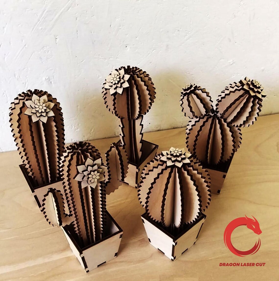 Laser Cut Cactus 3d SVG Bundle Glowforge Wood Cacti Svg Files Vector ...