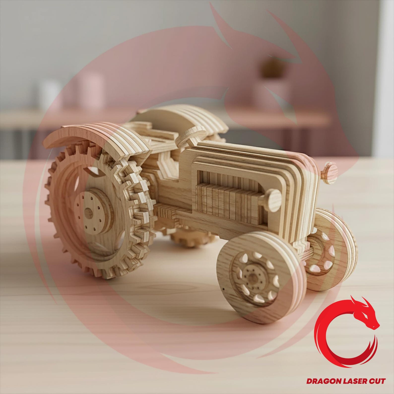 Laser Cut Tractor Car Toy Wood Vehicle Svg Files Vector Template Puzzle ...