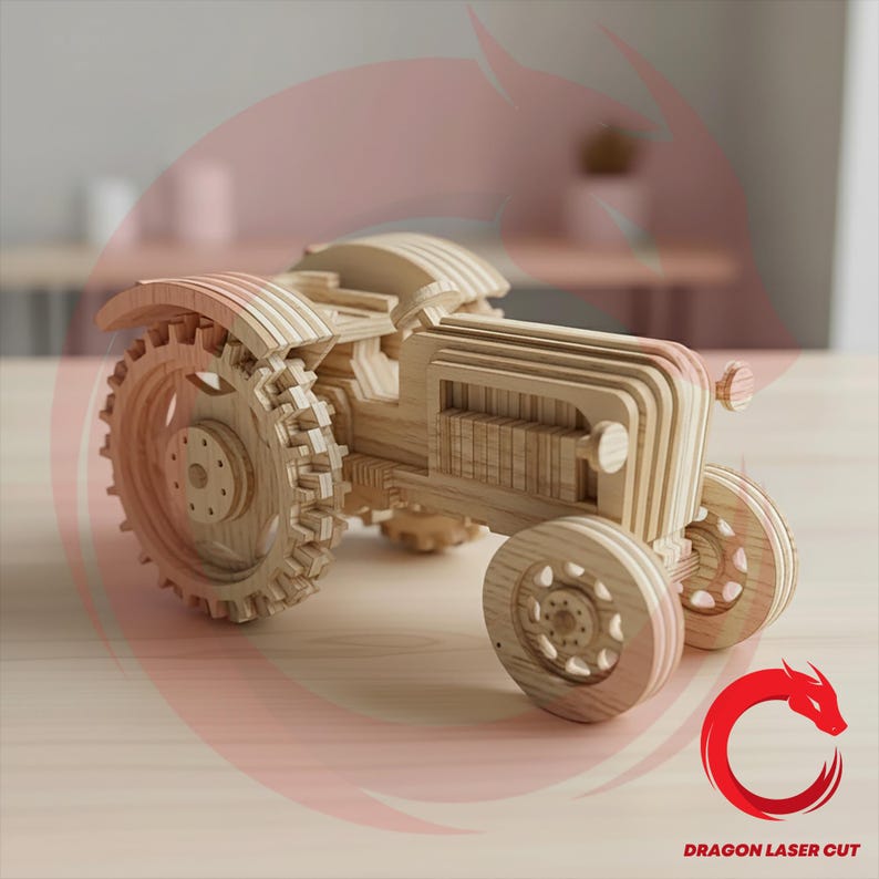 Laser Cut Tractor Car Toy Wood Vehicle Svg Files Vector Template Puzzle ...