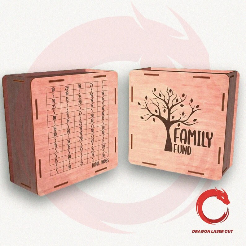 Laser Cut Money Bank Family Fund Box SVG Bundle Glowforge Wood Box Svg ...