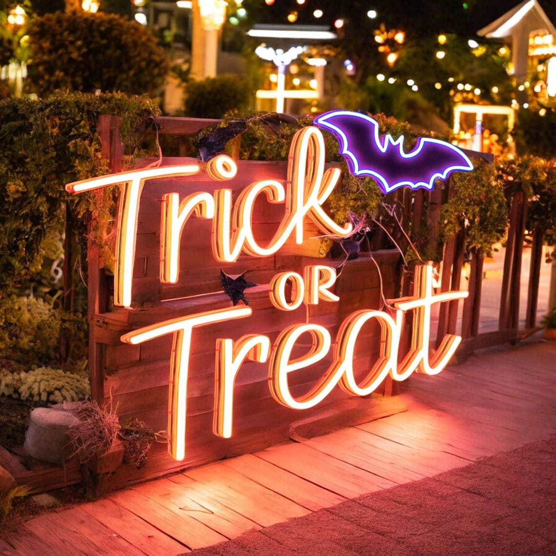 Trick or Treat Neon Sign Custom Halloween Neon Decoration Indoor ...