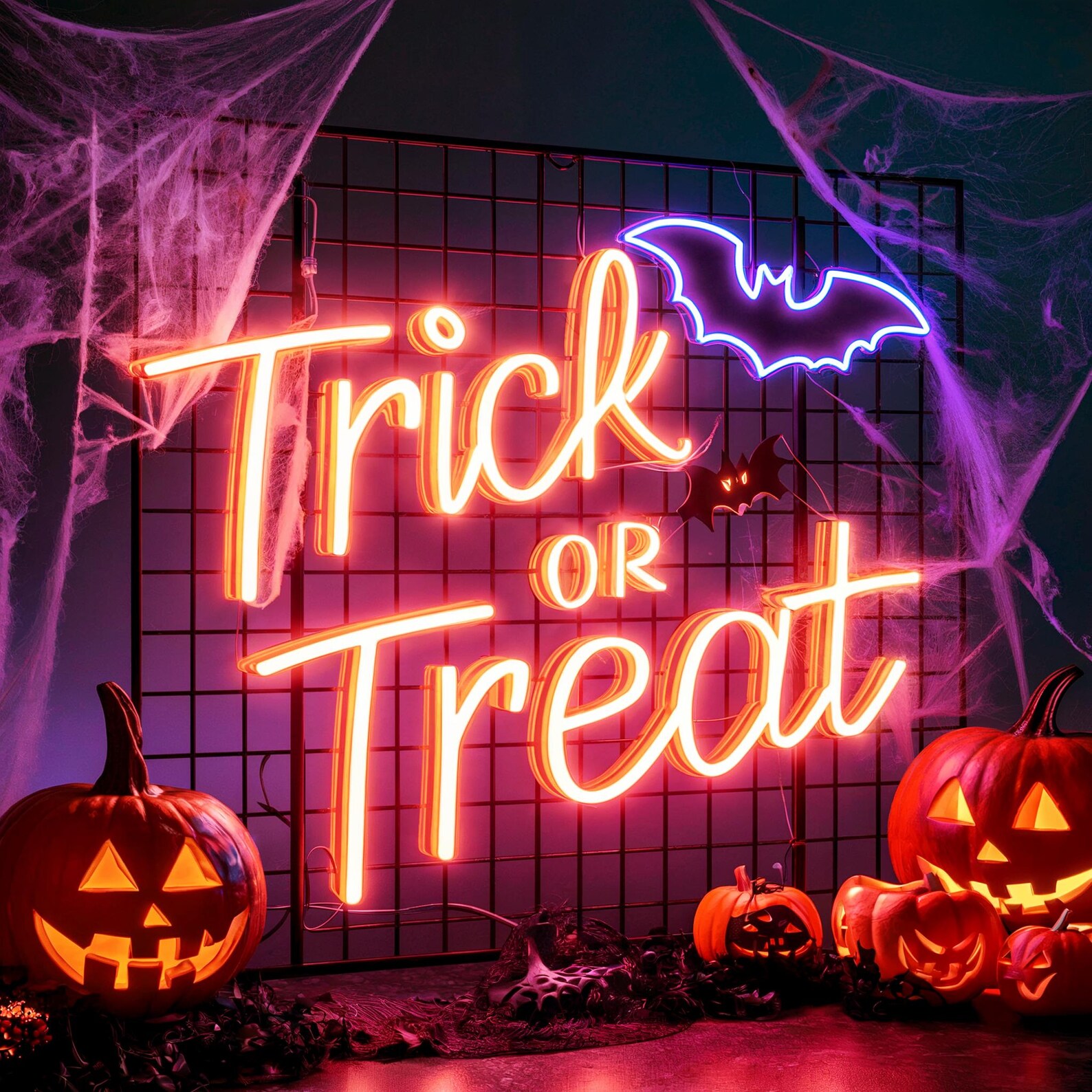 Trick or Treat Neon Sign Custom Halloween Neon Decoration Indoor ...