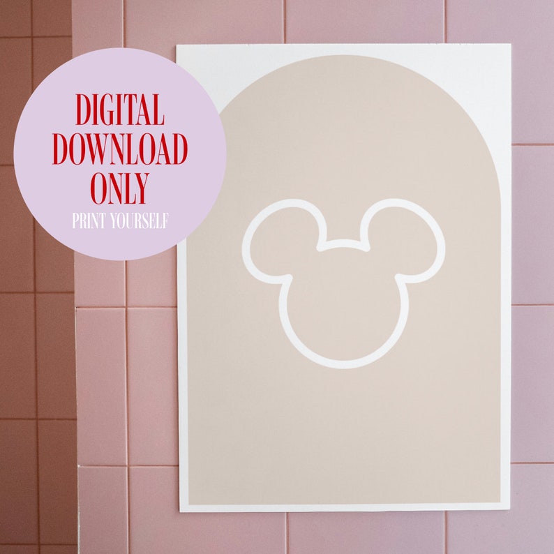 Mickey Mouse Head Poster, Mickey Mouse Print, Kids Room Wall Art ...