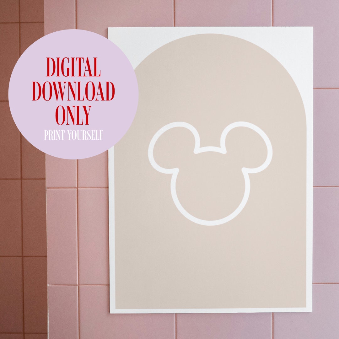 Mickey Mouse Head Poster, Mickey Mouse Print, Kids Room Wall Art ...
