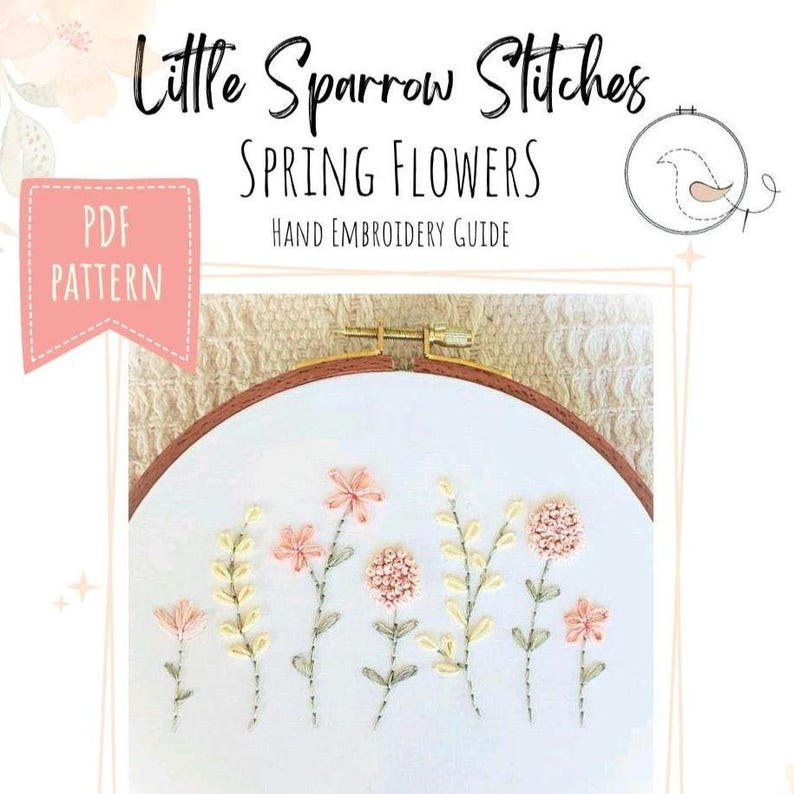 Embroidery Pattern - SPRING FLOWERS (pdf), Floral Hand Embroidery ...
