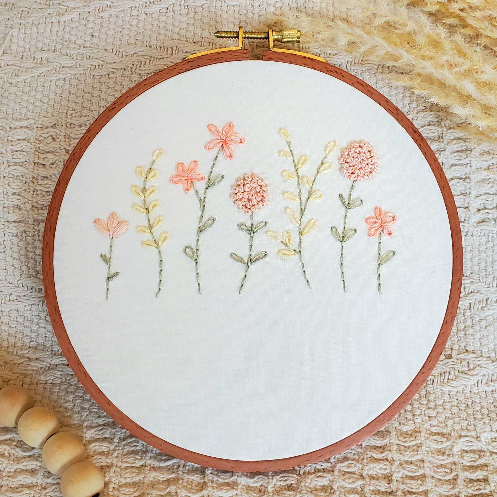 Spring Floral Embroidery Pattern, Beginner Hand Drawn Design (PDF) - Etsy