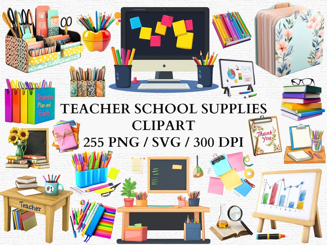 Teacher School Supplies Clipart Classroom Graphics School Clipart ...