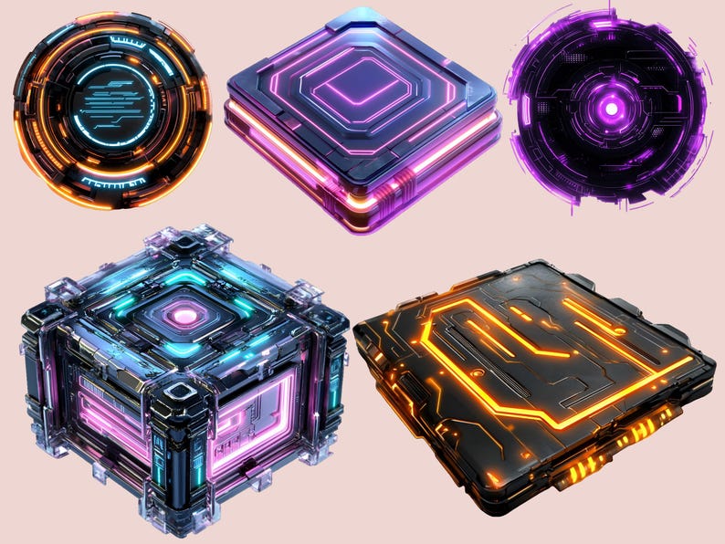 Digital Art Supply Futuristic Graphic Design Element Cyberpunk PNG ...