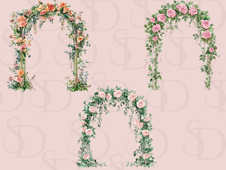 Wedding Arch Clipart Floral Garden Wedding Arch Clipart Pink Floral ...