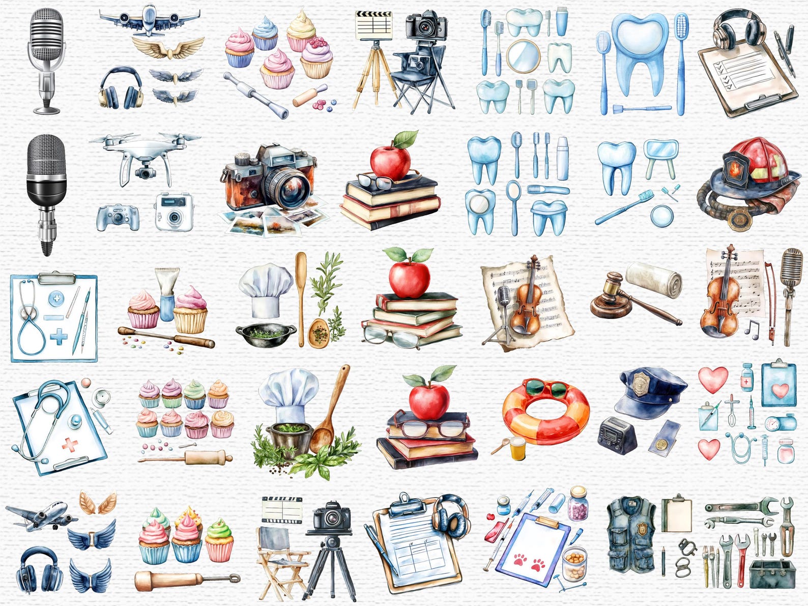 Dream Job Clipart Bundle 86 PNG Career Occupation Watercolor Clip Art ...