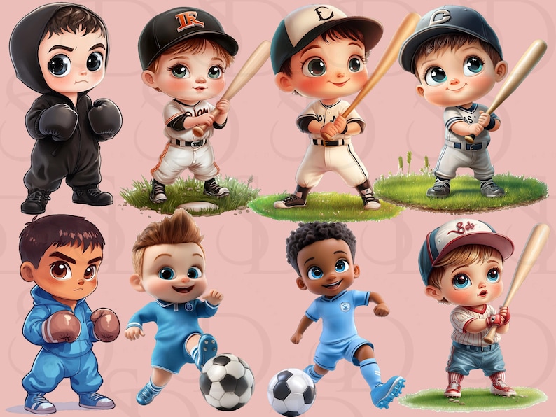 Baby Boy Sports Clipart Cute PNG Designs With Balls Jerseys Shoes and ...