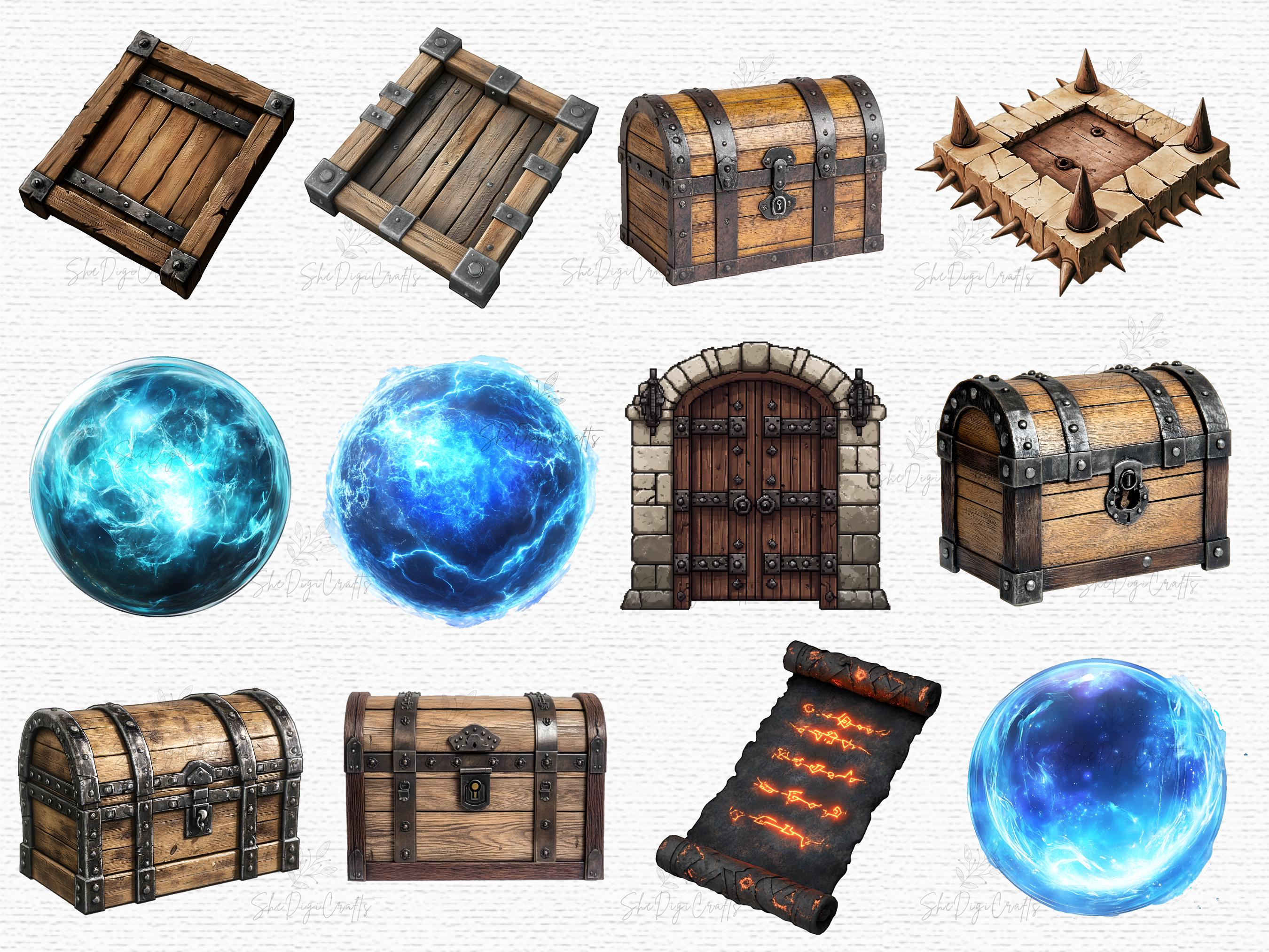 Dungeon Map Assets Clipart RPG Fantasy Tokens Dnd Trap Elements Magic ...